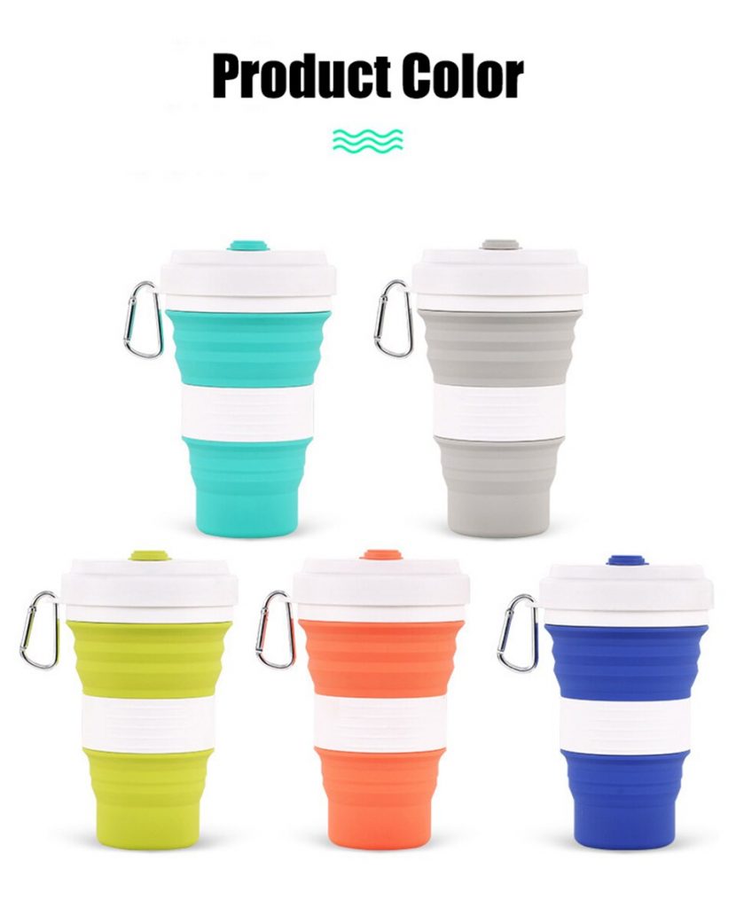 Collapsible Coffee Cup 3-in-1 Size 250~350~550ml - Heat / Cold Resistant
